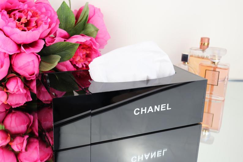 XXL Chanel Tissue Holder 2 Fächer Makeup Organizer Box Vip Gift – Alecrim